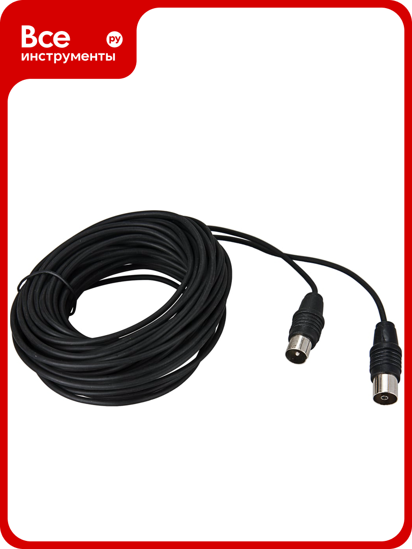 Антенный кабель удлинитель REXANT ТВ гнездо - штекер TV 1,5 метра, черный, для передачи тв сигнала от телевизионной