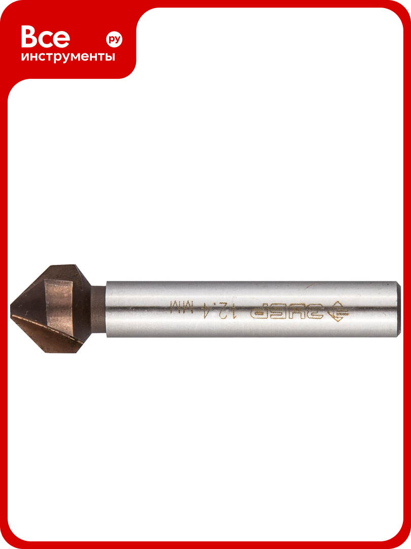 Конусный зенкер для раззенковки ЗУБР 12.4x56 мм, М6, кобальтовое покрытие 29732-6 прочной конструкции
