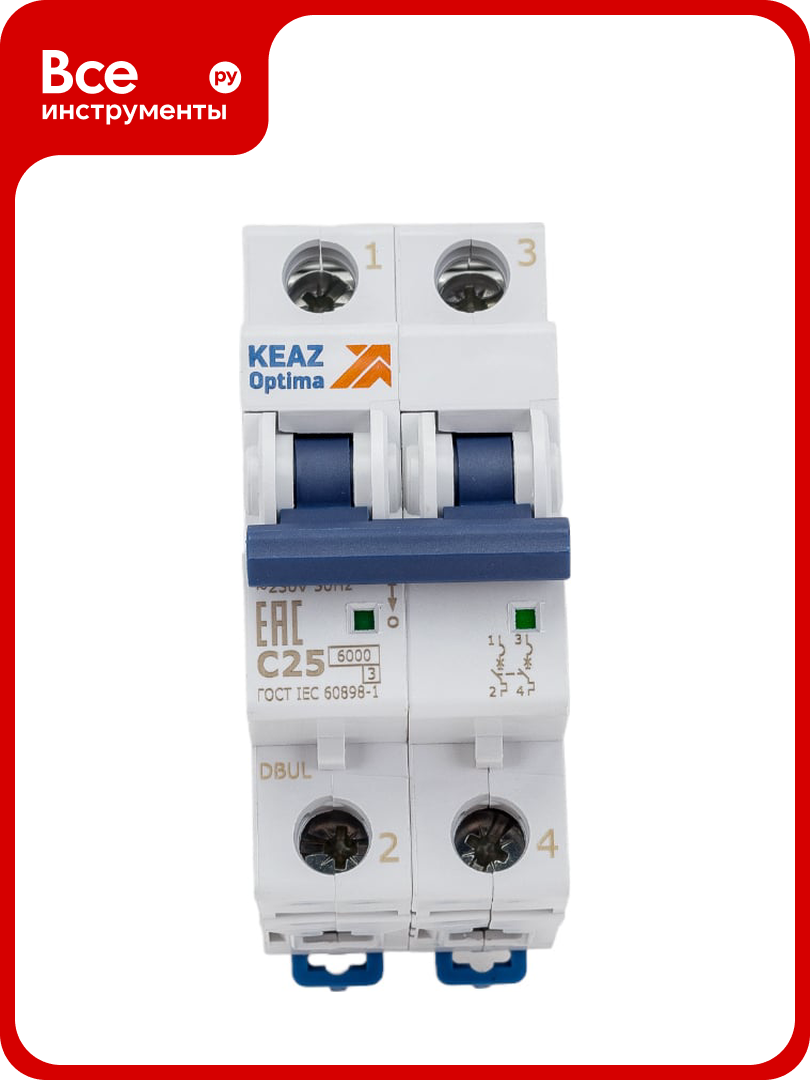 Автоматический модульный выключатель КЭАЗ OptiDin BM63-2C25-УХЛ3, для коммутации электрической цепи