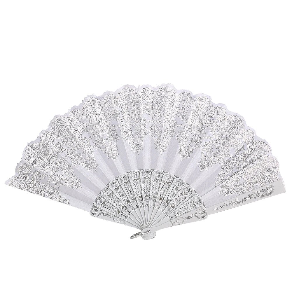 Черно-белый складной веер с вышивкой, элегантная атмосфера, реквизит для выступления на сцене, оконные дисплеи, фотографическое декоративное ремесло