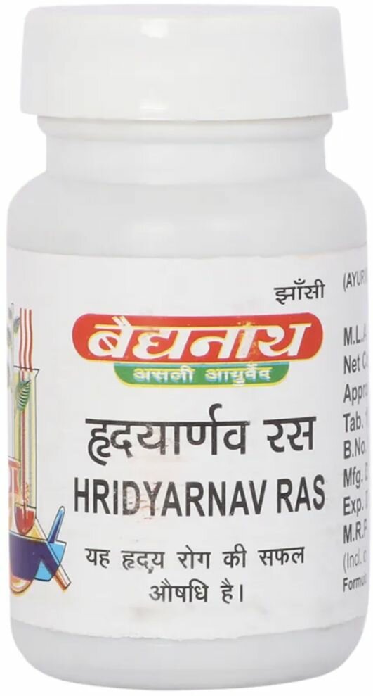 Хридйярнав Рас Байдианат для сердца при беcсоннице и беспокойном сне Hridyarnav Ras Baidyanath 80 таб.