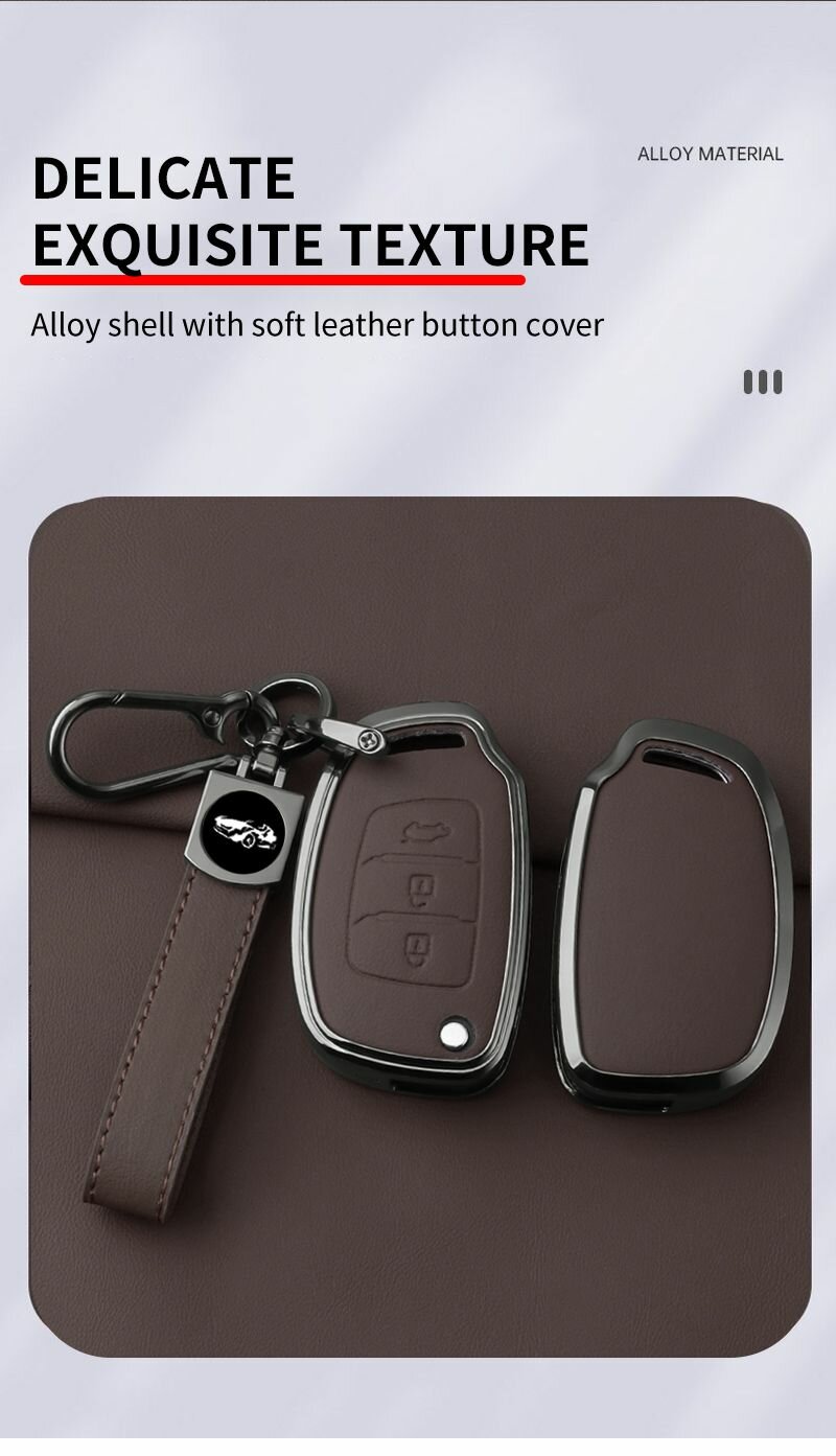 Кожаный чехол для ключа автомобиля для Хюндай Hyundai ix25 ix35 i10 i20 Solaris Tucson Sonata Santa Sport Elantra Creta Verna 2015 2016 2017 2018,3 кнопки, ZH
