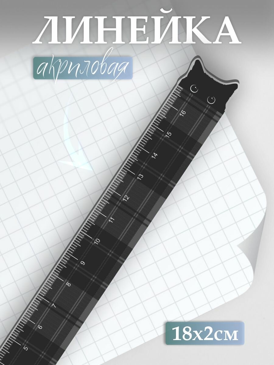 Линейка школьная Кот - клетка