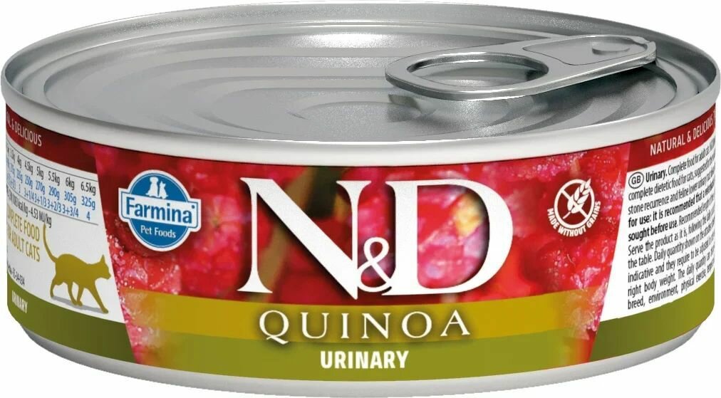 Влажный корм для кошек Farmina N&D Cat Quinoa с уткой, клюквой, ромашкой и киноа для профилактики мочекаменной болезни 80гр