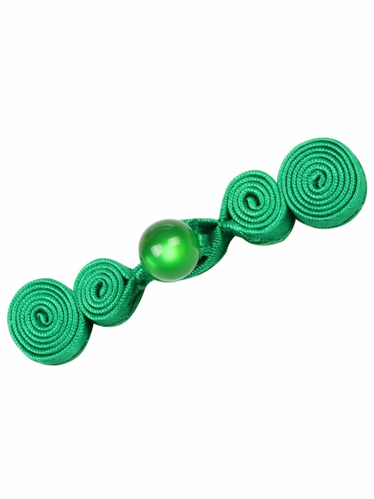 Китайская пуговица "Лягушка" с бусиной под нефрит для ципао и тансу