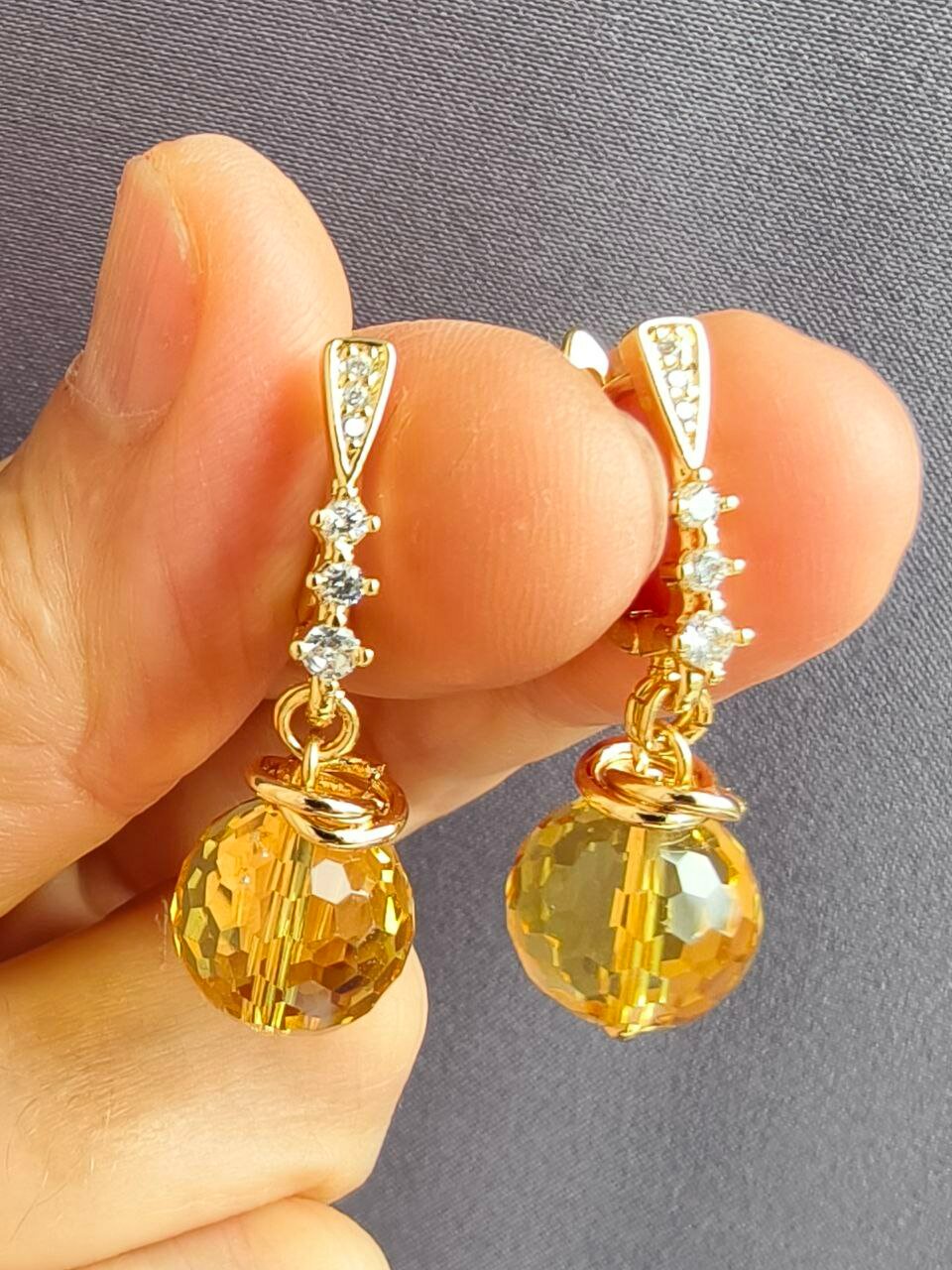 Серьги, цитрин