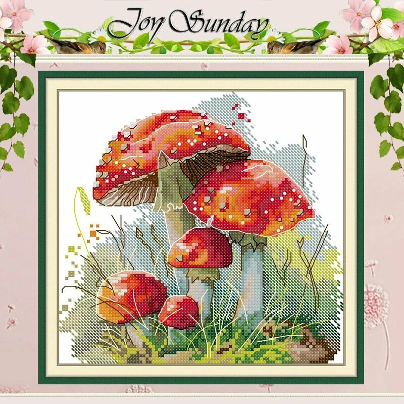 Набор для вышивки крестом Joy Sunday Красные грибы 11CT 14CT 16CT 14CT picture printed