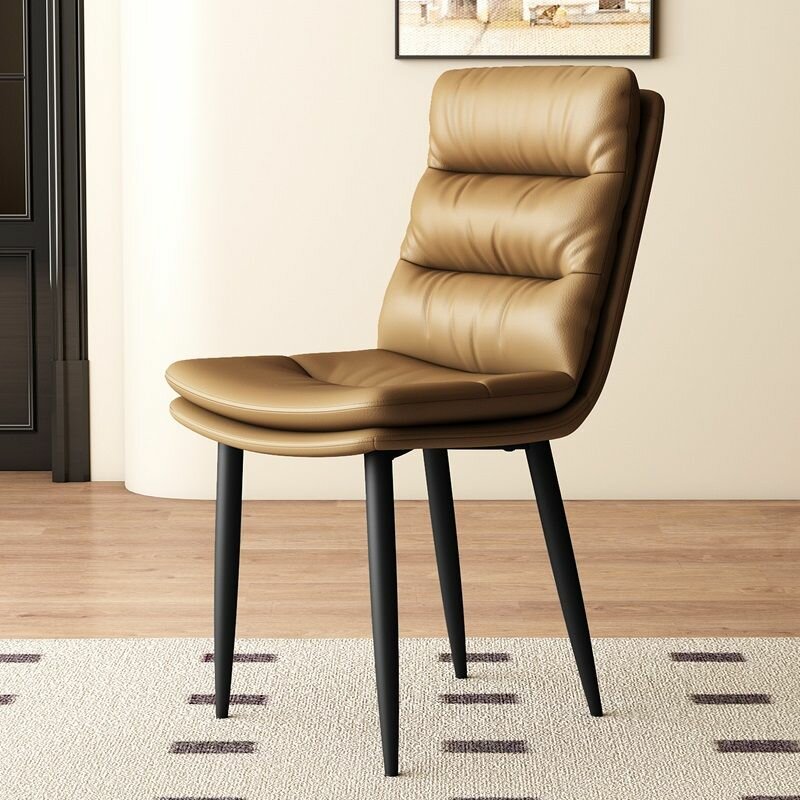 Стул, без подлокотников, обивка рогожка/кожа, каркас металл, цвет темно-коричневый