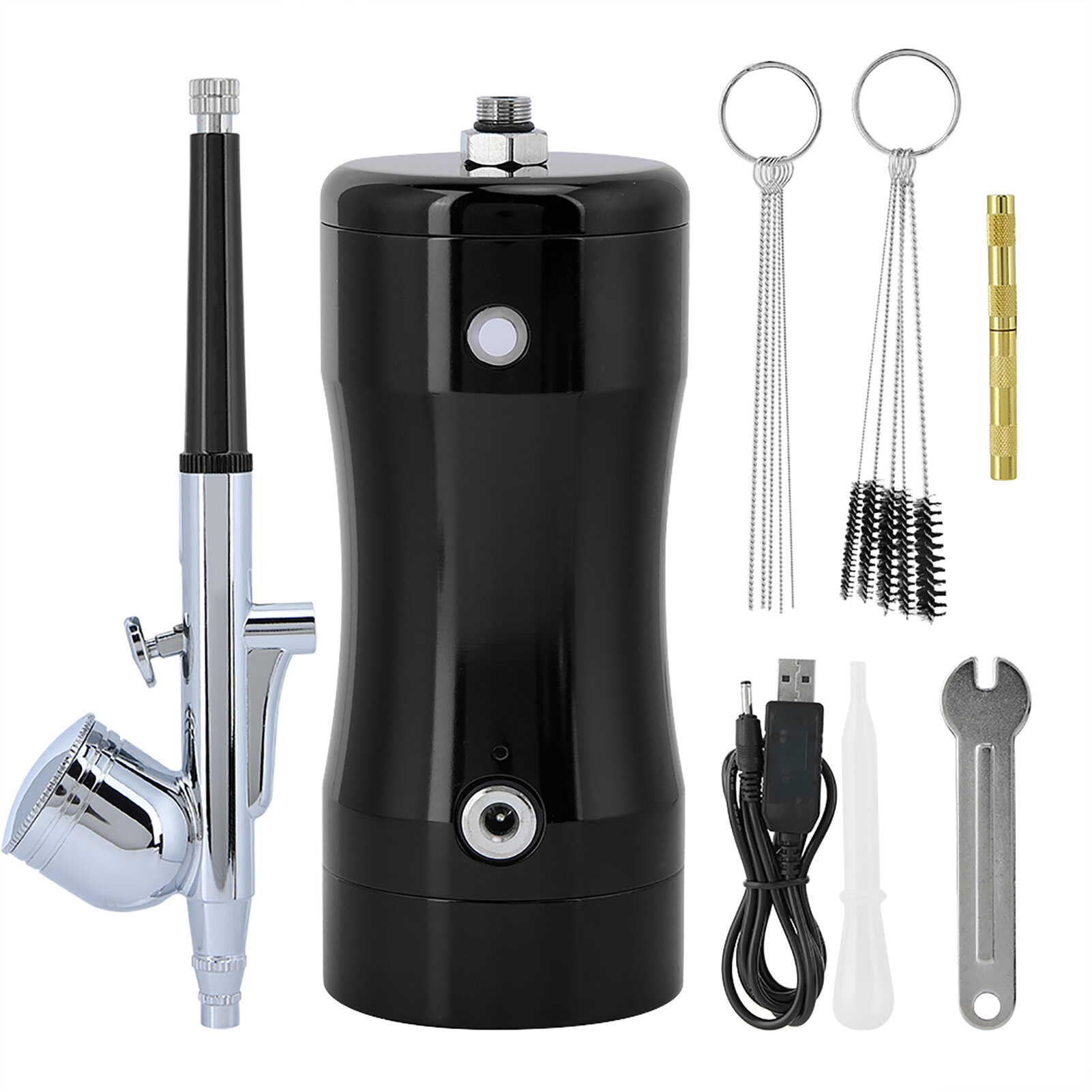 Мини-аэрограф G12 0,3 мм с насосом для тонкого распыления (черный),