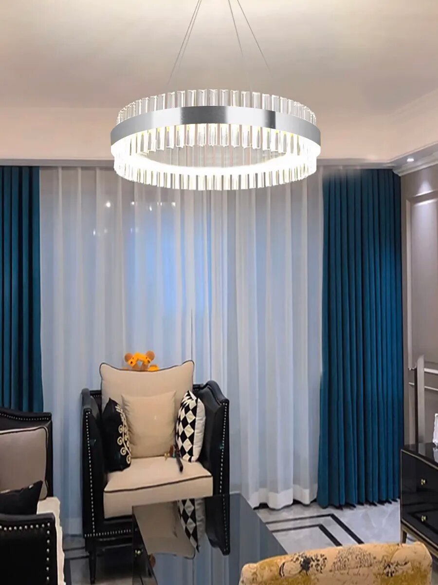 Люстра D&W Освещение, подвесная, LED, хром, площадь освещения 10 м², управление со смартфона — фото 1