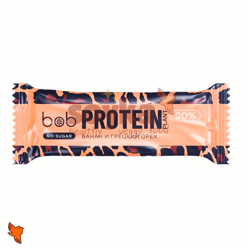 Батончик протеиновый банан грецкий орех Bob, 40г