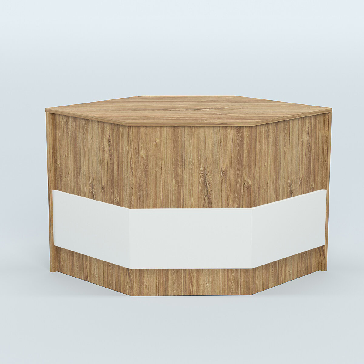 Стол-ресепшен серии прайм №3Б угловой, Дуб Канзас коричневый + Белый