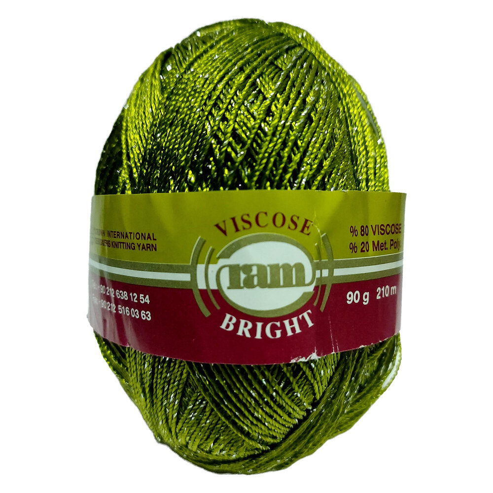Пряжа для вязания Ram (YarnArt) Bright 017 оливковый с серебром 1 моток 90 гр/340 м 80% вискоза, 20% металлик
