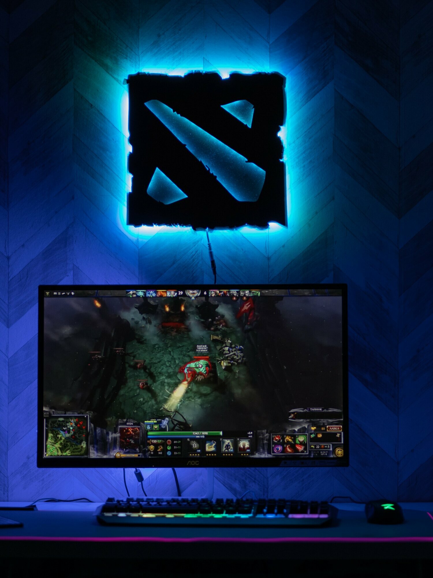 Светильник Solovev Store "Dota 2", настенное крепление, IP20, RGB