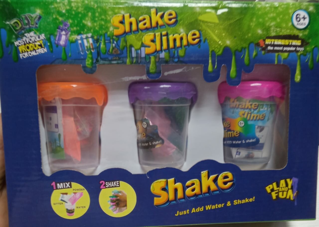 Набор опытов "Лизун", для создания лизунов, 3 баночки, блёстки, порошок- 3 цвета