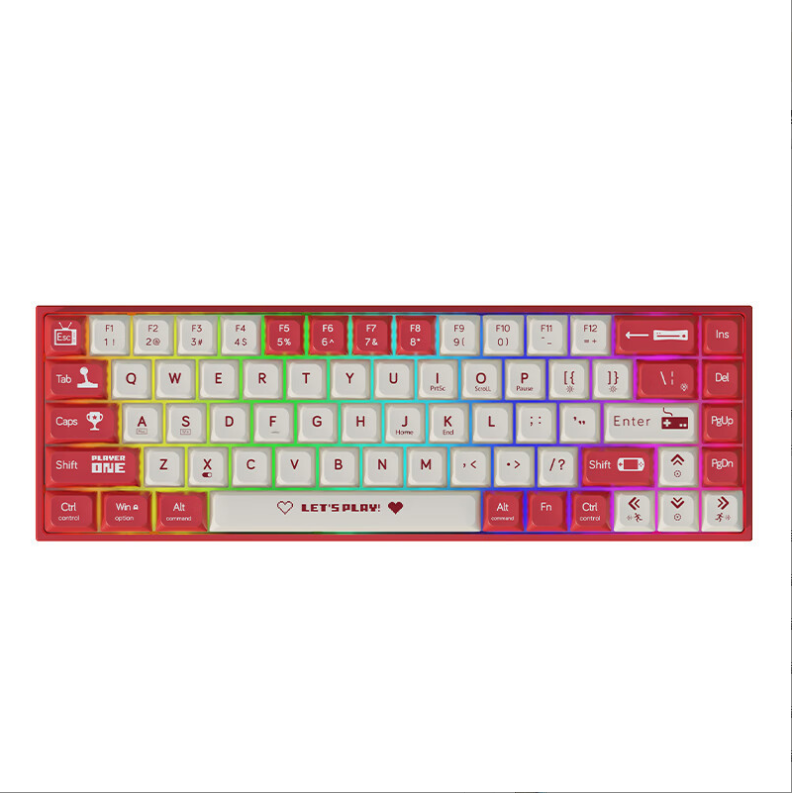 Игровая клавиатура Ajazz AK680, механическая, RGB-подсветка, коричневый переключатель, 68 клавиш, красный и белый
