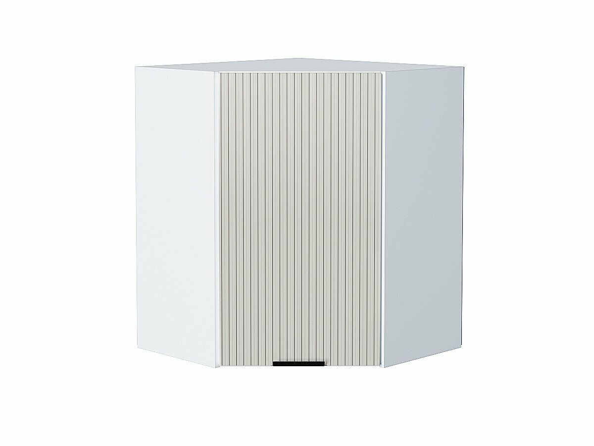 Шкаф верхний угловой Евро Лайн, цвет фасада Агат, цвет каркаса Белый, 716*600*600 мм