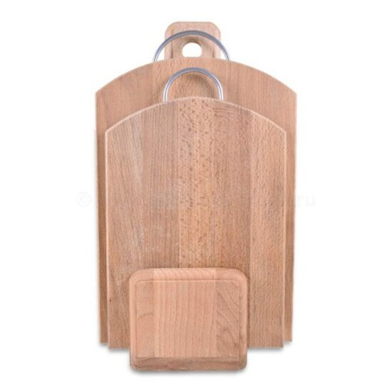 Набор разделочных досок Хозяюшка 2 шт, 35х24.5 см, 30х22 см, полубочка, со скобой, на подставке, бук (30-21)