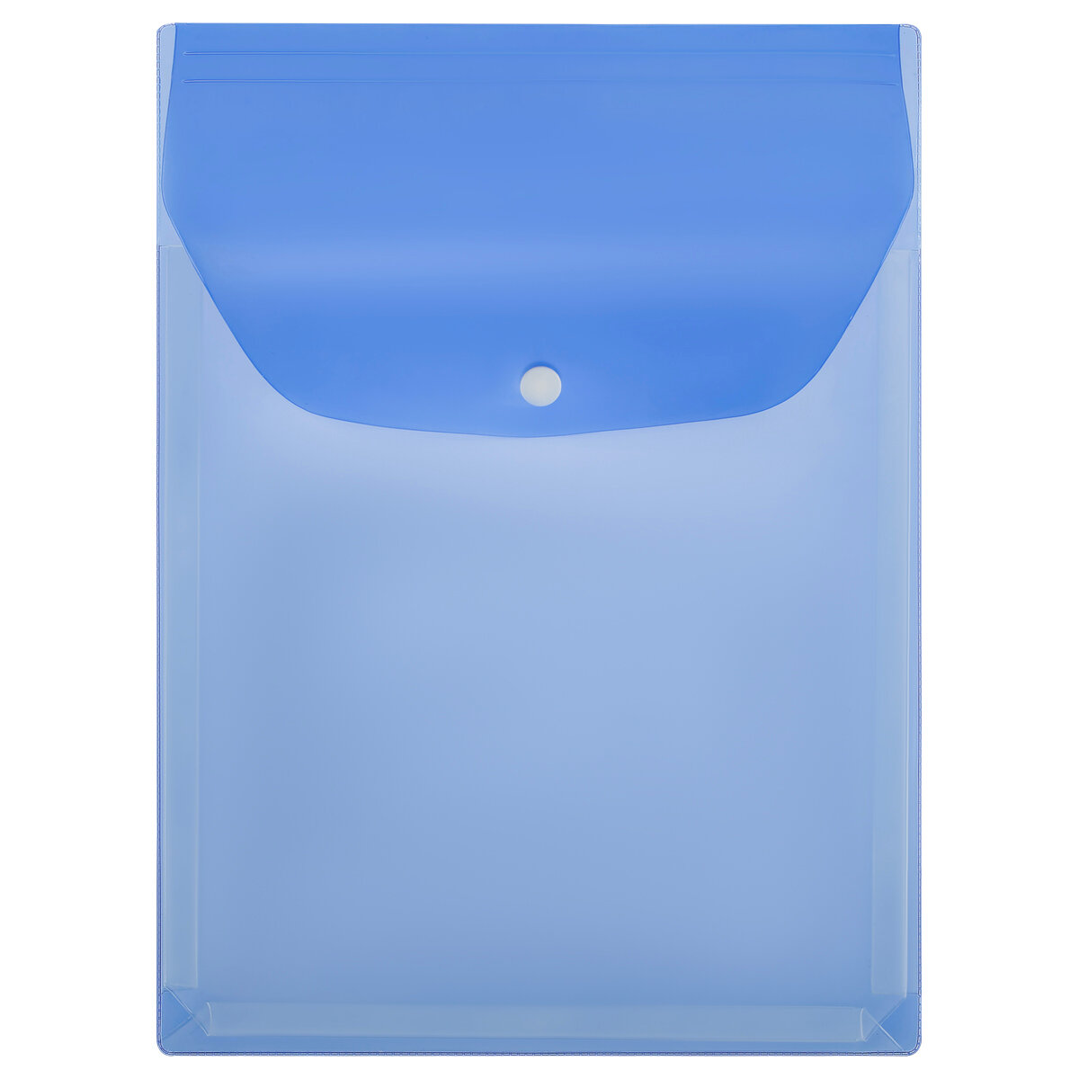 Папка-конверт на кнопке OfficeSpace А4, ПВХ, 180мкм, вертикальная, расширяющаяся до 250л, цветная, синяя