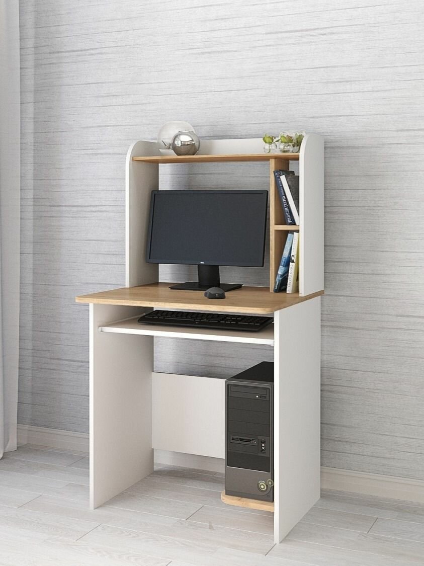 Компьютерный стол Грета-1 от Тэкс в цвете белый/дуб крафт золотой