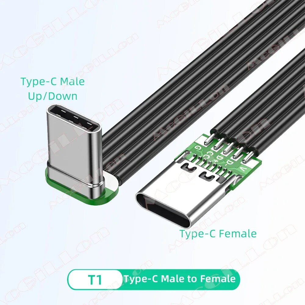 Кабель Type-C T1 15см, USB-C Male to Female