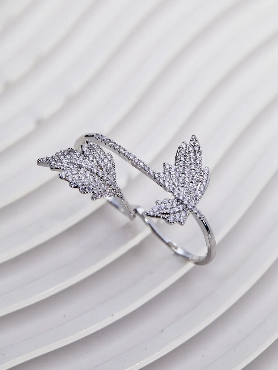 Кольцо на два пальца, фианит, кристалл, циркон