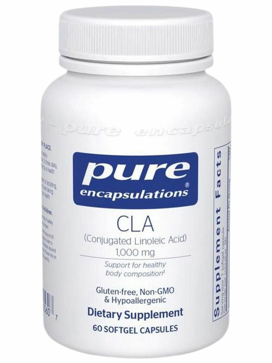 Pure Encapsulations, CLA, помощь при похудении и формировании мышечной массы, 60 мягких капсул