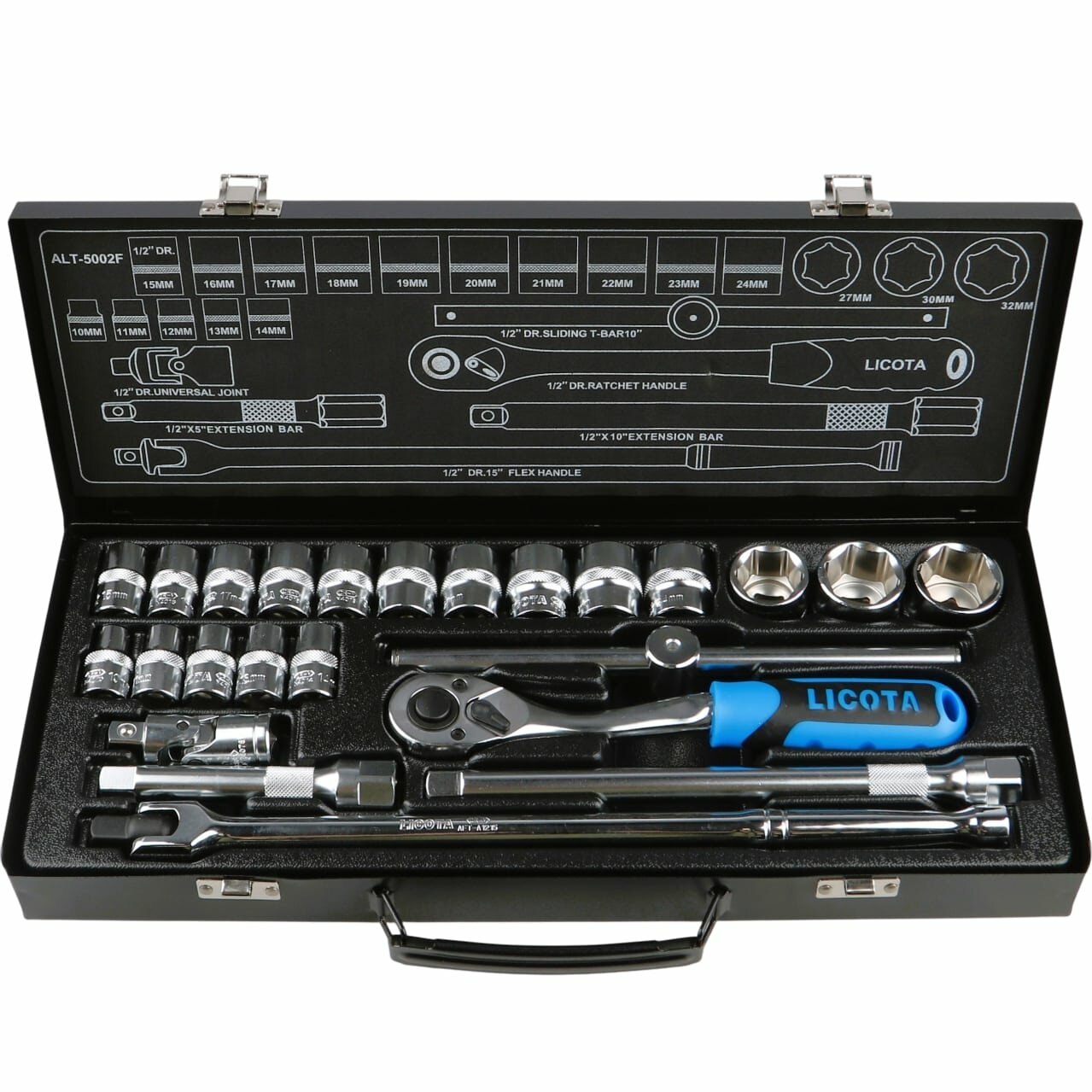 Licota ALT-5002F-RU Набор торцевых головок 1/2" 24пр. 10 - 32 мм