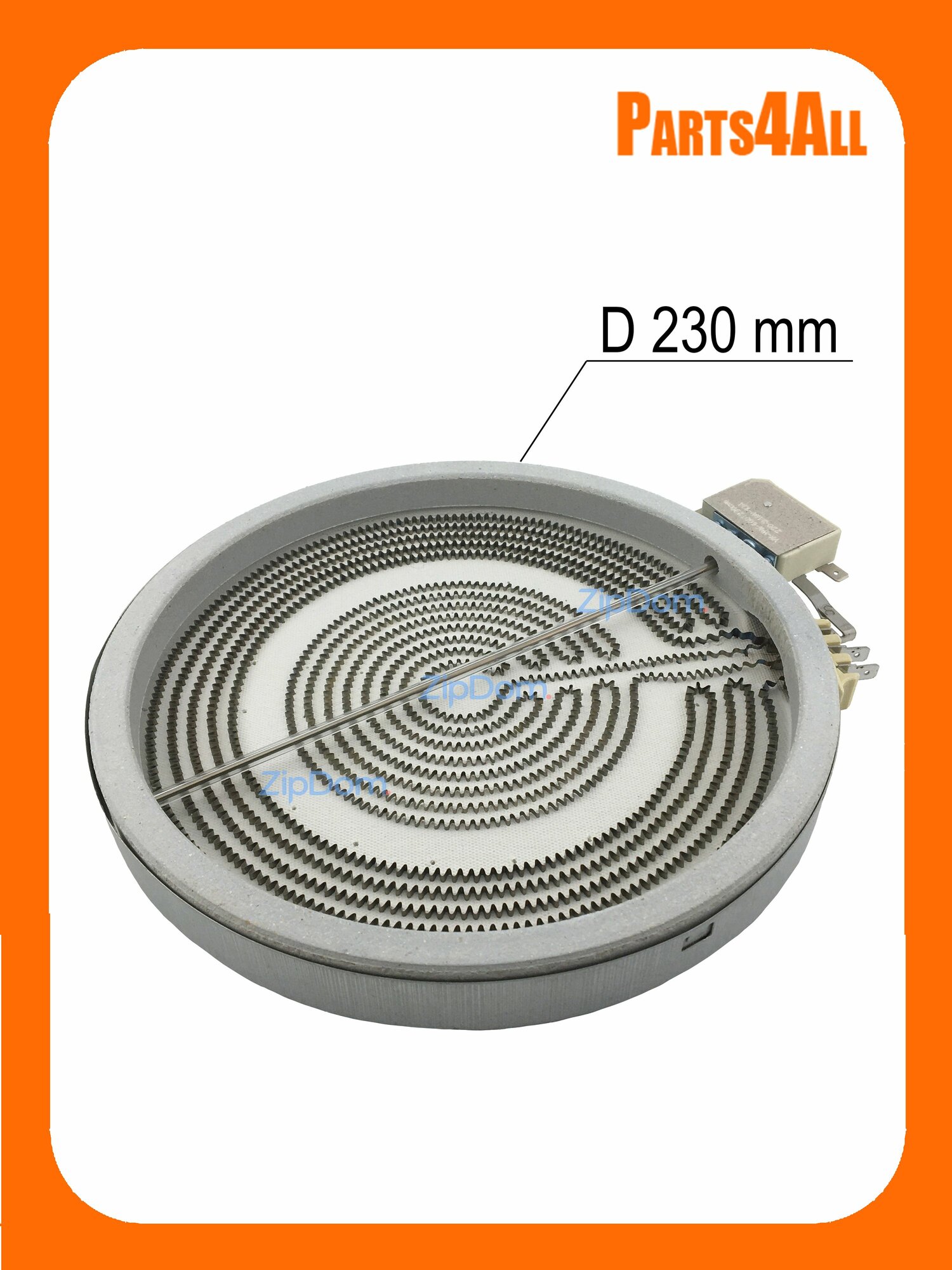 Конфорка стеклокерамической плиты HILIGHT 230mm, 2100/700W WHIRLPOOL 481231018895, C00339918 COK1054UN (двухзонная)