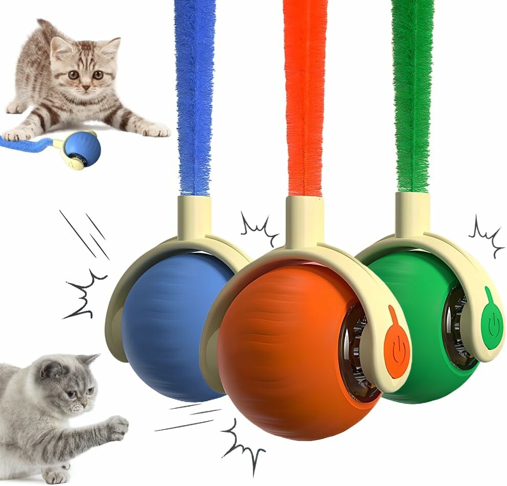 Interactive Cat Toy Balls, 2025 модернизированные игрушки Smart Self Olling Cat, автоматическая игрушка для движущихся кошек, интерактивный котенок, шарик, для скучных взрослых