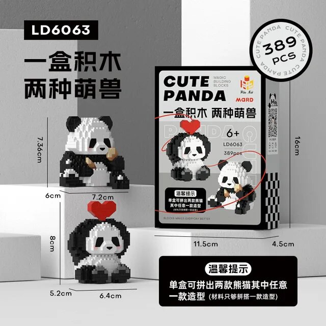 Panda 3D Конструктор Микро Кирпич Мелкие Частицы Собранный Алмазный Строительный Блок для Детей Мальчиков 6-10 Лет Игры Детский Подарок
