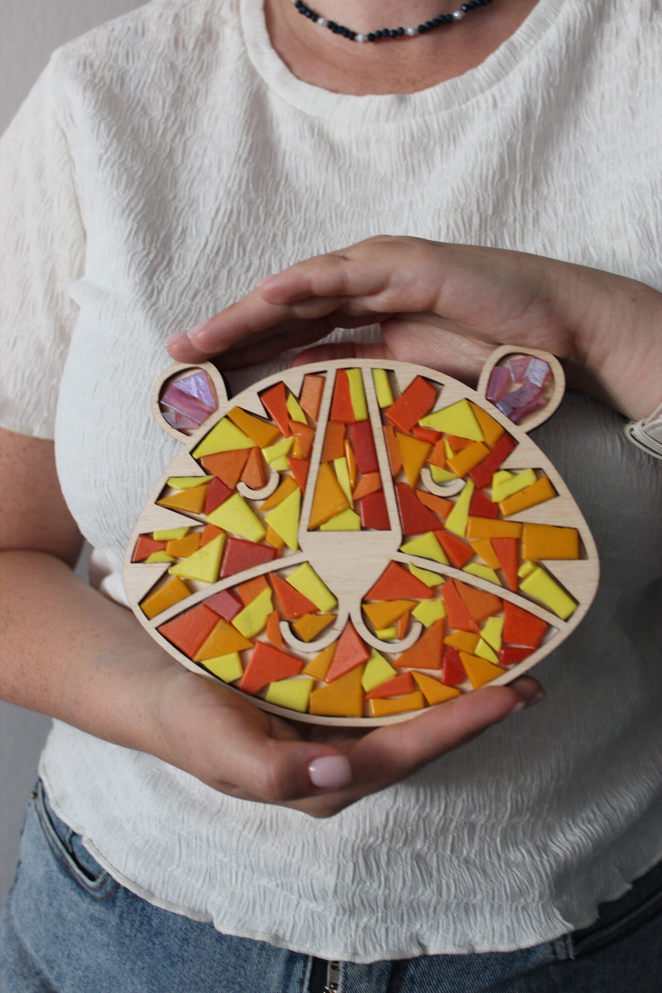 Стеклянная мозаика набор в формочке "Тигренок". Набор для творчества