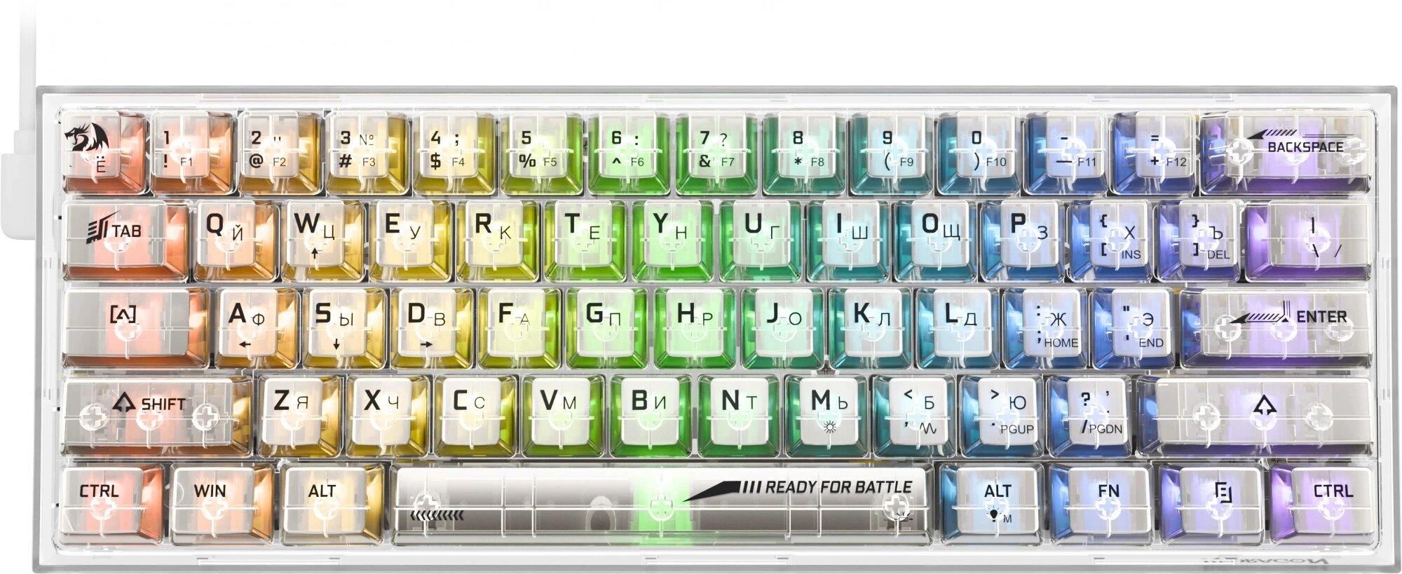 71736 / Клавиатура Redragon Fizz, USB, прозрачный + белый [71736]