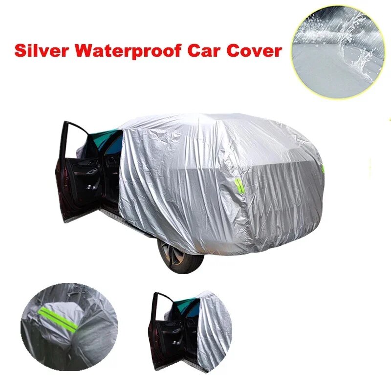 Универсальные чехлы для автомобилей, внедорожников и седанов, водонепроницаемые, защита от солнца, дождя, снега, УФ-излучения, серебро S-XXL, чехол для автомобиля, 1 шт. серебристый, XXL-5.3X2.0X1.50M