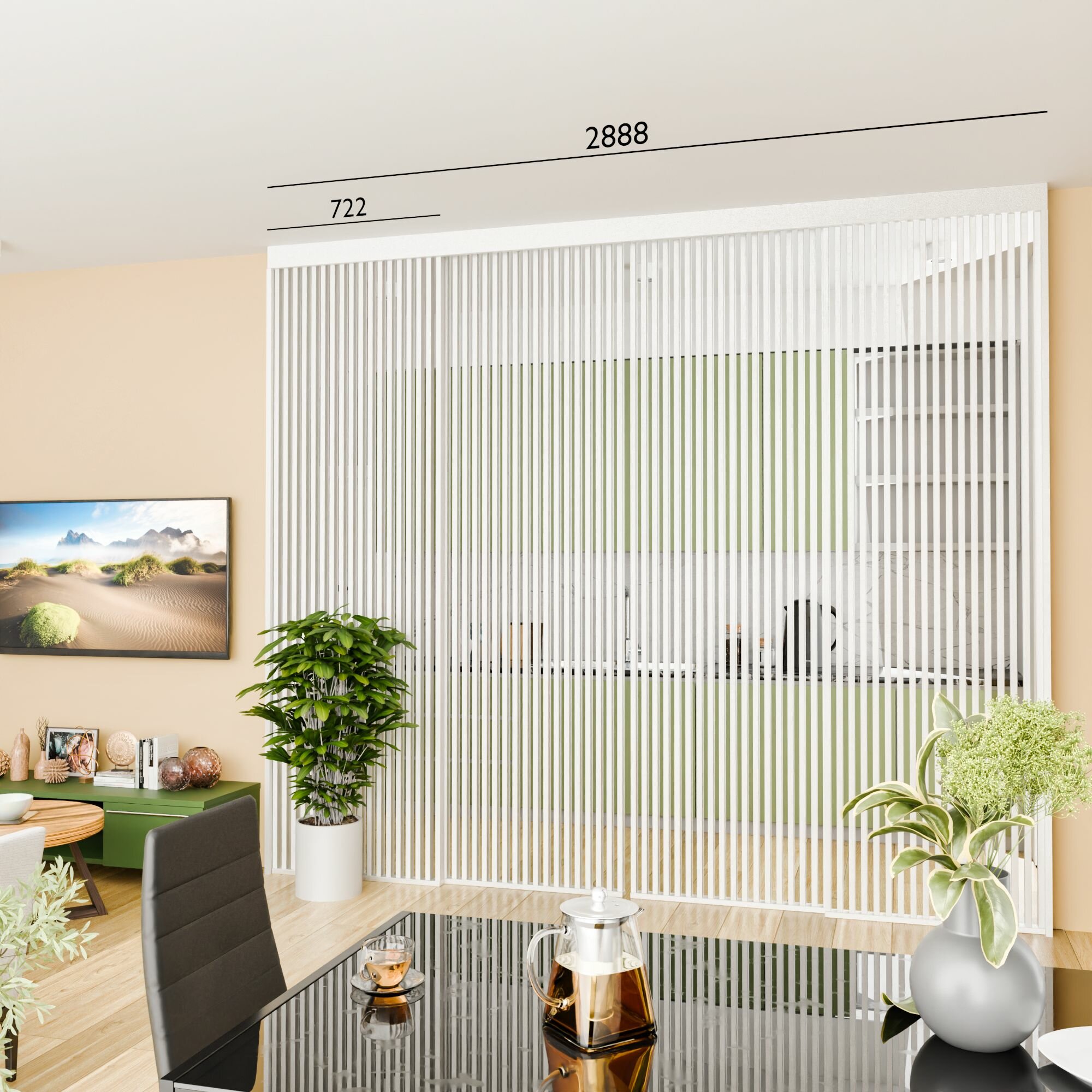 Дверь из реек для комнаты, 22х40 мм, белая, 4 модуля, Reiki club