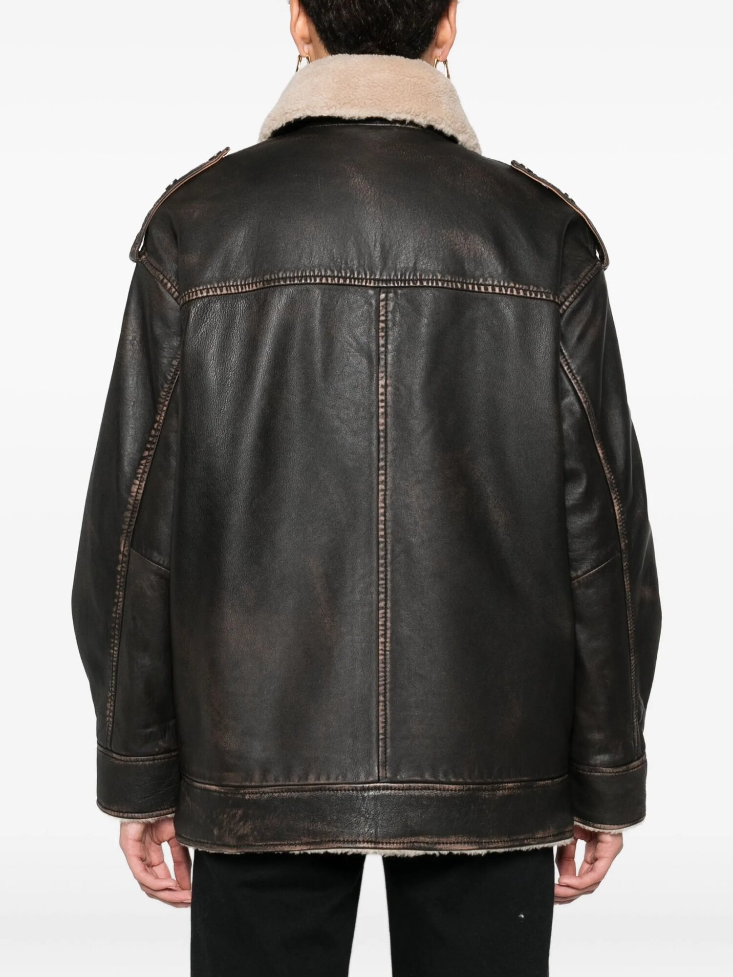 Куртка Eraldo Shearling-collar leather jacket, размер 38 — фото 1