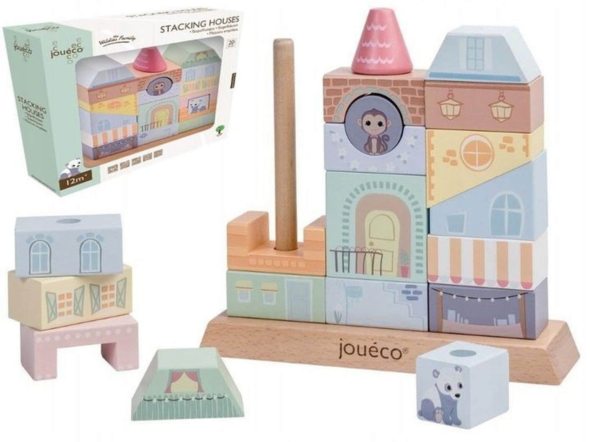 Кубики Joueco - Деревянные кубики многоквартиный дом - Жуэко 80089