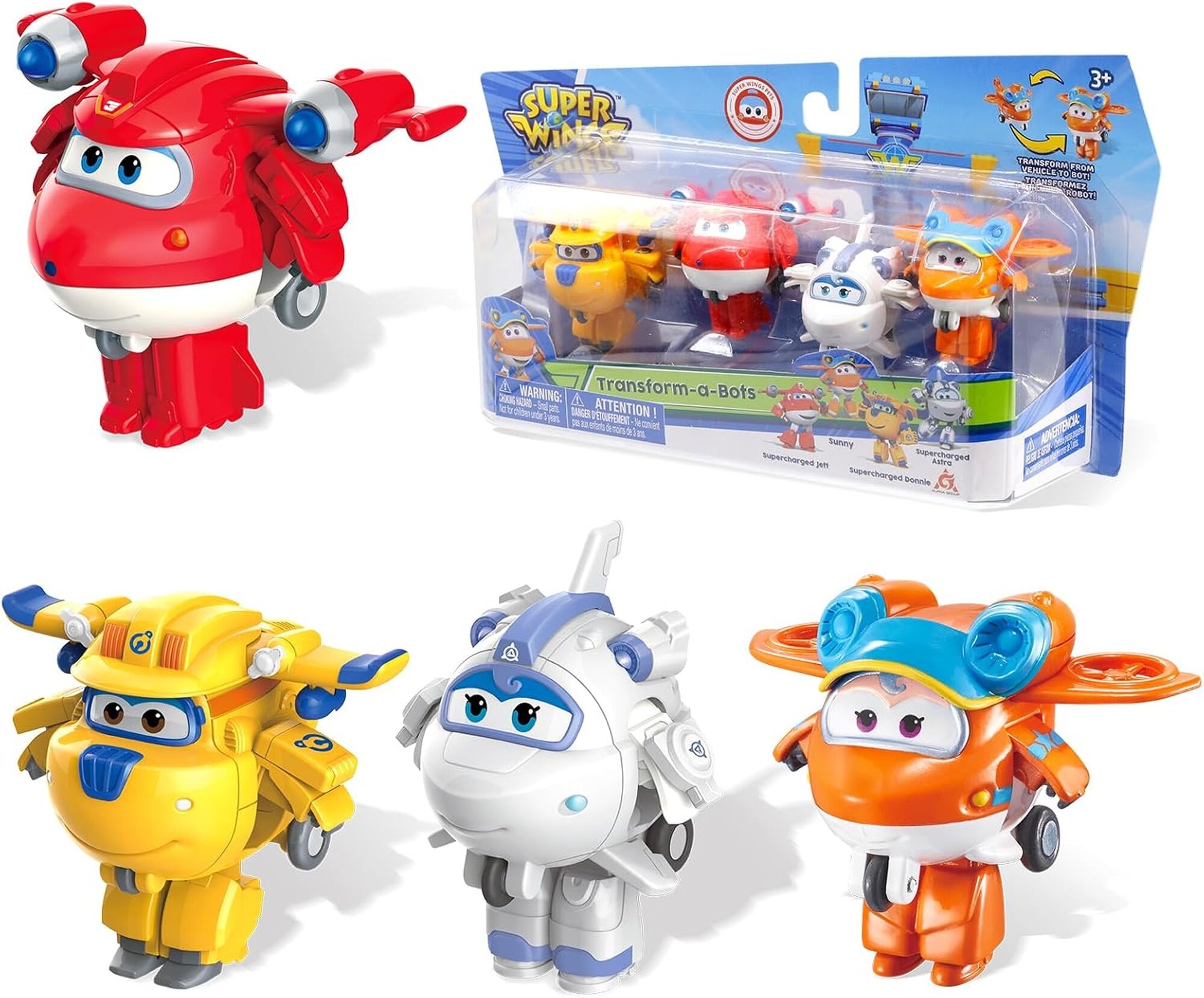 Игровой набор Super Wings "Супер Крылья", 4 фигурки, пластик, 2"