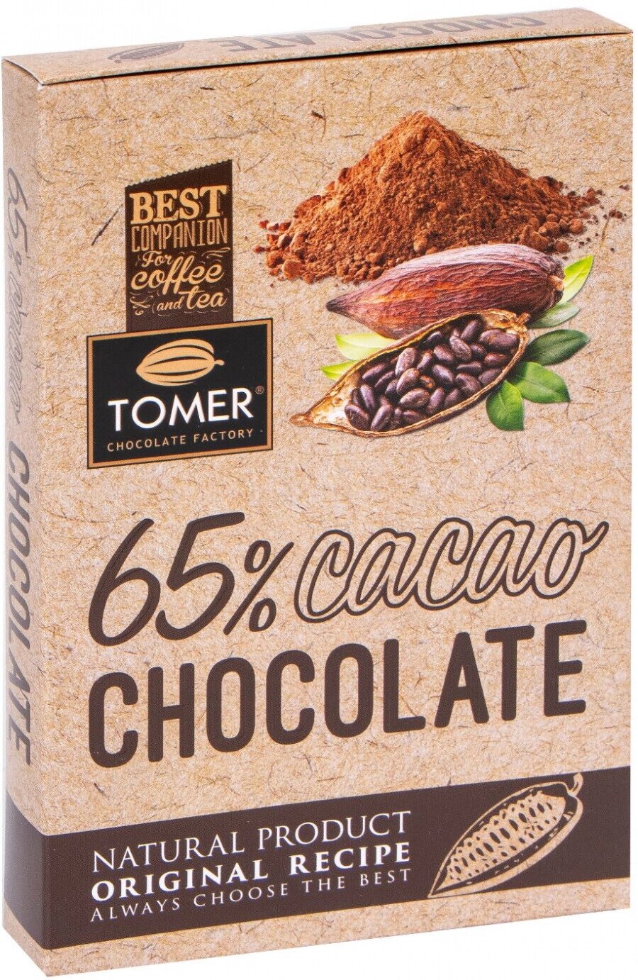 Шоколад Tomer, Dark Chocolate, gift box, 90 г