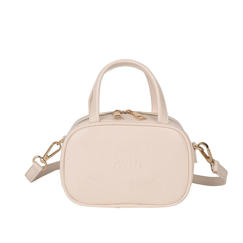 Детская минималистичная сумка через плечо с прочным материалом и забавным рисунком для ежедневных прогулок, слоновая кость