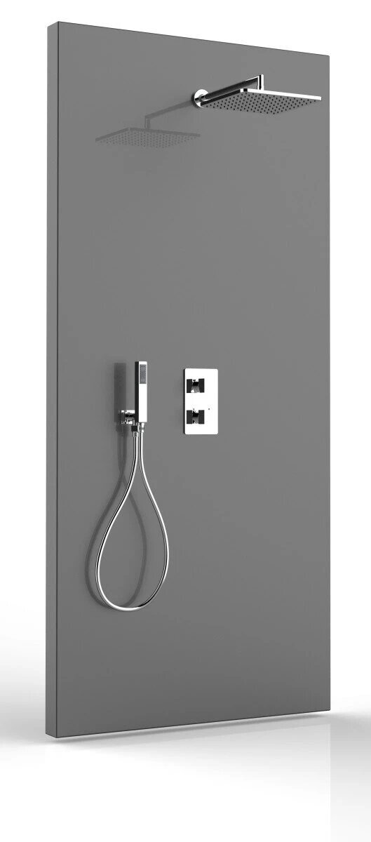 COSMO Комплект: термостат. смесит.2 вых.+Z00125, верх. душ 280х280 мм, ручной душ CUBE с водорозеткой,