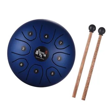5,5дюймовый стальной шпунтовый барабан/Снастраивать/8тон языка/Легированная сталь/В комплект входят барабанные палочки и ударная установка./синий,