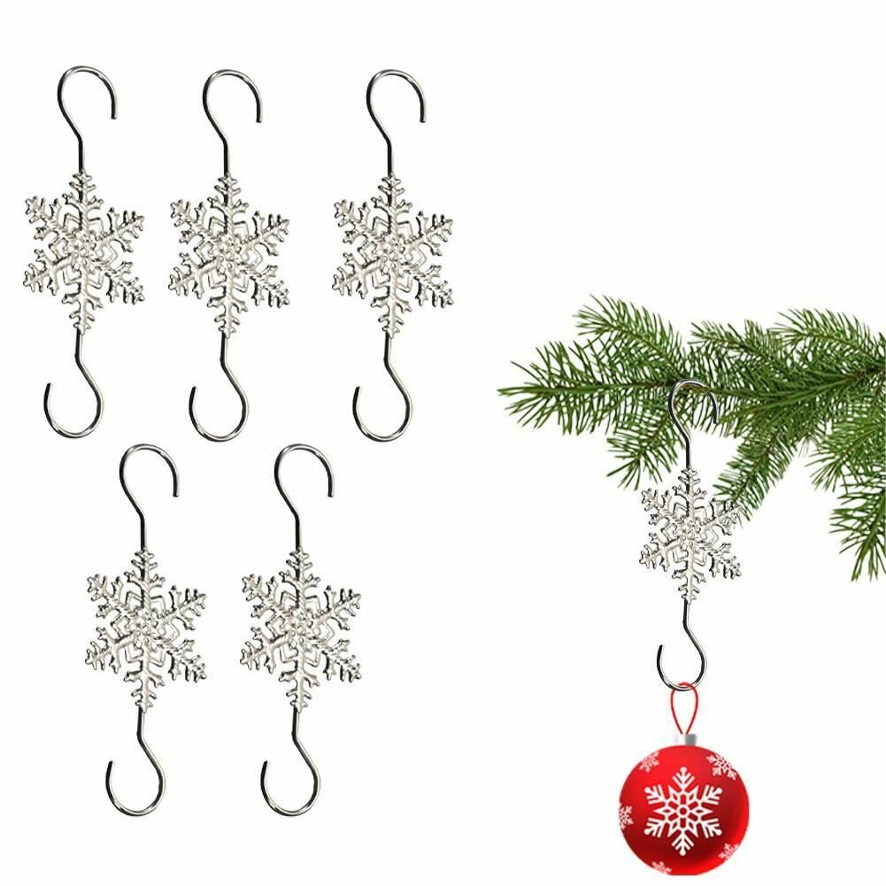 Снежинка крючок для праздничного декора, рождественские крючки 68мм для украшений, S-образные крючки для елки