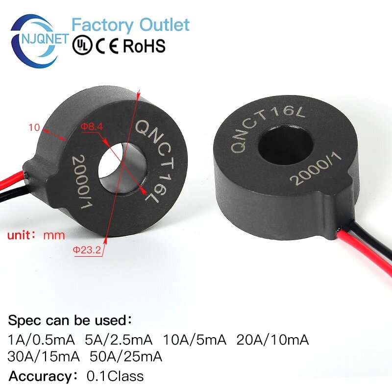 Микропрецизионный трансформатор тока NJQNET QNCT18L QNCT16L 2000-1