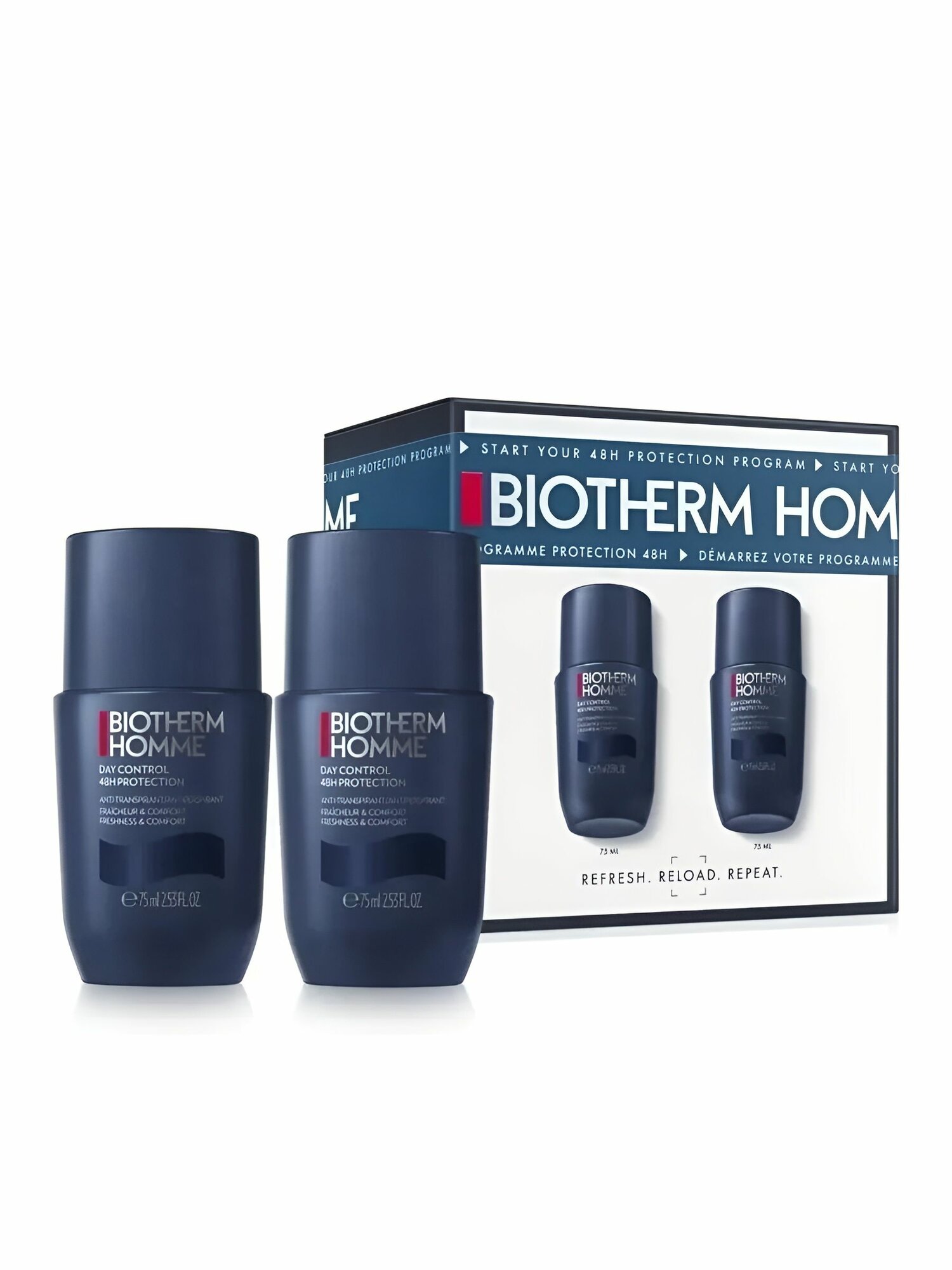 Biotherm Homme набор из 2 штук Шариковый дезодорант-антиперспирант Day Control Roll 48 часов для мужчин 75 мл (из Европы)