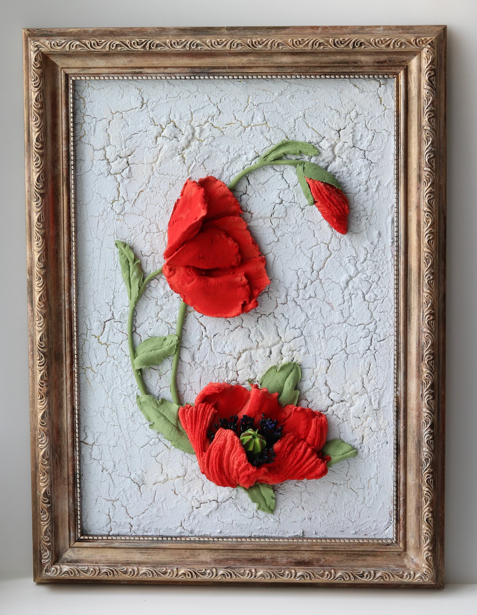 Картина объемная в раме "Маки" 35 см х 26 см