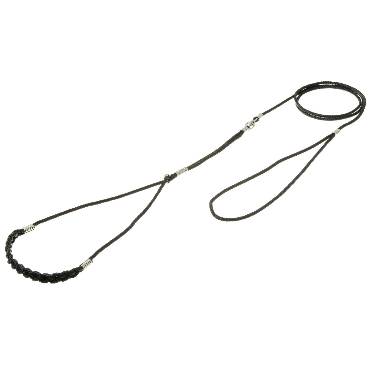 Ринговка для собак с плетёным расширителем, с кольцом, обхват до 60 см, нейлон ширина 2,5 мм, 120 см, черная ZooOne