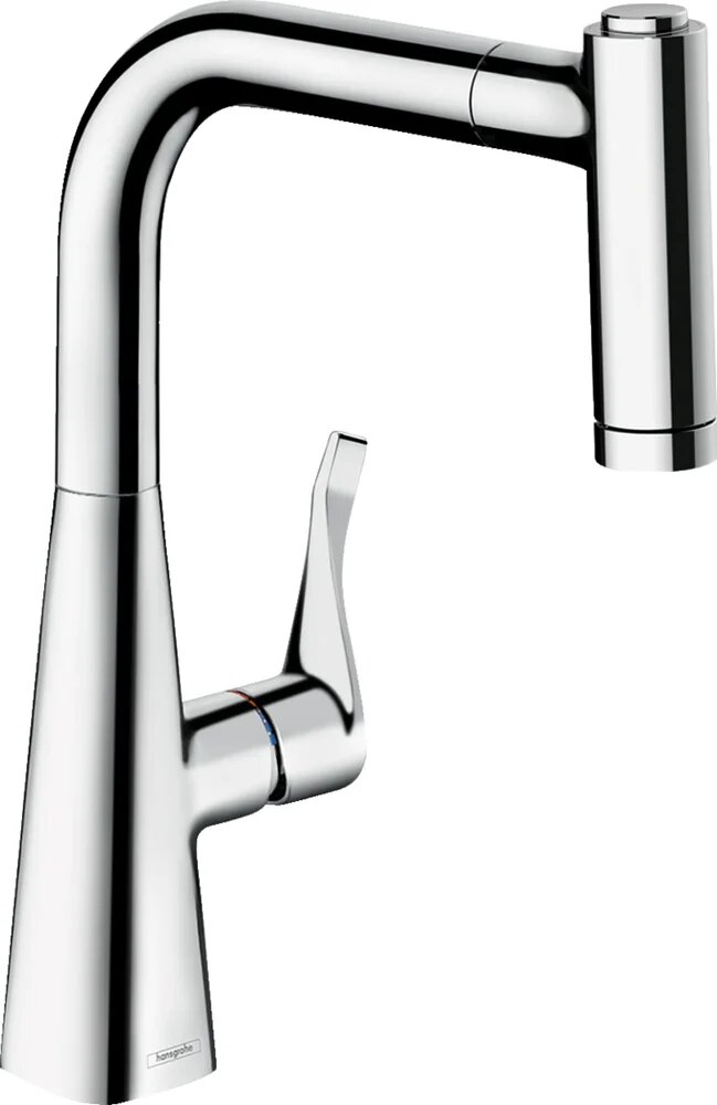 Смеситель для кухни Hansgrohe Metris M71 73800000 с поворотным изливом, хром, глянцевый, однорычажный, латунный, с керамическим картриджем