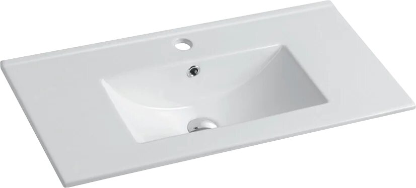Мебельная раковина Vincea VBS-13980S1 81 фарфоровая, раковина для ванной, со сливом-переливом, белая, прямоугольная