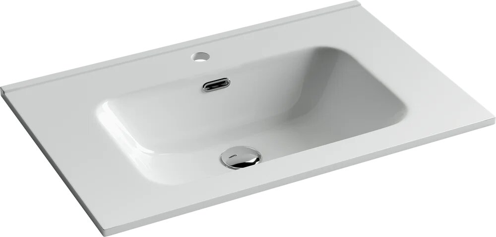 Мебельная раковина Ceramicanova Element CN7007 71 накладная, встраиваемая, фарфоровая, со встроенным сливом-переливом, белая, раковина для ванной, прямоугольная